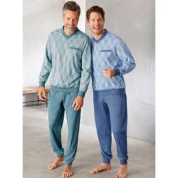 KINGsCLUB Herren Schlafanz&uuml;ge, mint + blau, Gr&ouml;&szlig;e 44/46