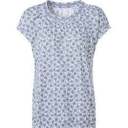 WITT Damen Print-Shirt mit Spitzenb&auml;ndern, dunkelblau-bedruckt, Gr&ouml;&szlig;e 36