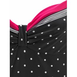Lascana Damen B&uuml;gel-Tankini-Top, schwarz-rot, Gr&ouml;&szlig;e 38D