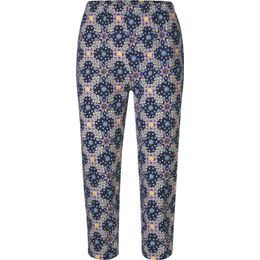 w&auml;schepur w&auml;schepur Damen Schlafanzug mit allover bedruckter 3/4-Hose, gelb-marine-bedruckt, Gr&ouml;&szlig;e 36/38