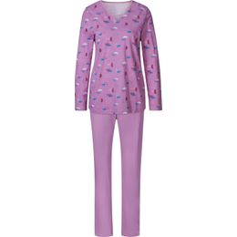 w&auml;schepur w&auml;schepur Damen Schlafanzug mit grafischem Print, orchidee-ecru-bedruckt, Gr&ouml;&szlig;e 36/38