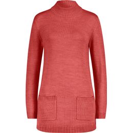 WITT Damen Longpullover mit Stehkragen, grapefruit, Gr&ouml;&szlig;e 52