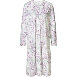 w&auml;schepur w&auml;schepur Damen Nachthemd mit kurzer Knopfleiste, wei&szlig;-lavendel-bedruckt, Gr&ouml;&szlig;e 40/42
