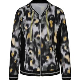 WITT Damen Jacke, hellgrau-zitrone-bedruckt, Gr&ouml;&szlig;e 36/38