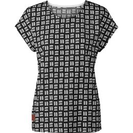 WITT Damen Print-Shirt aus reiner Baumwolle, schwarz-ecru-bedruckt, Gr&ouml;&szlig;e 46