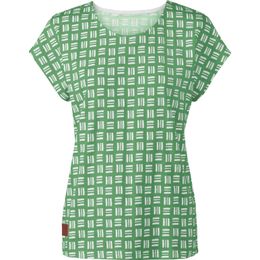 WITT Damen Print-Shirt aus reiner Baumwolle, apfel-ecru-bedruckt, Gr&ouml;&szlig;e 48