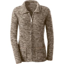 WITT Damen Strickjacke mit Umlegekragen, taupe-meliert, Gr&ouml;&szlig;e 40