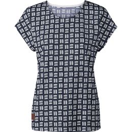 WITT Damen Print-Shirt aus reiner Baumwolle, marine-ecru-bedruckt, Gr&ouml;&szlig;e 44