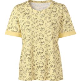 Heine Damen Print-Shirt, Gelb, Gr. 42, T-Shirts, Material: Baumwolle