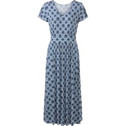 WITT Damen Jerseykleid im Druck-Dessin, jeansblau-ecru-bedruckt, Gr&ouml;&szlig;e 48