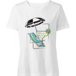 Heine Damen Kurzarmshirt, Wei&szlig;, Gr. 42, T-Shirts, Material: Baumwolle