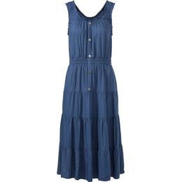 WITT Damen Stufenkleid mit Smok-Einsatz, jeansblau, Gr&ouml;&szlig;e 54