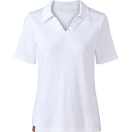 WITT Damen Poloshirt mit &Ouml;sen-Verzierung, wei&szlig;, Gr&ouml;&szlig;e 46