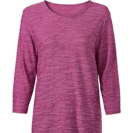 WITT Damen 3/4-Arm-Shirt mit Wellen-Dessin, magenta-meliert, Gr&ouml;&szlig;e 52