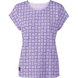 WITT Damen Print-Shirt aus reiner Baumwolle, lavendel-ecru-bedruckt, Gr&ouml;&szlig;e 54