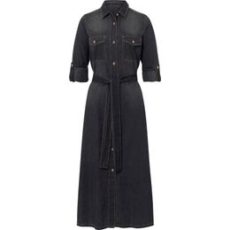 Heine Witt Damen Hemdblusenkleid mit variabler Arml&auml;nge, black-denim, Gr&ouml;&szlig;e 48