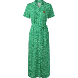 WITT Damen Jerseykleid inklusive Bindeg&uuml;rtel, grasgr&uuml;n-wei&szlig;-bedruckt, Gr&ouml;&szlig;e 24