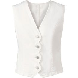 WITT Damen Jeansweste mit Wellenkante, ecru, Gr&ouml;&szlig;e 54