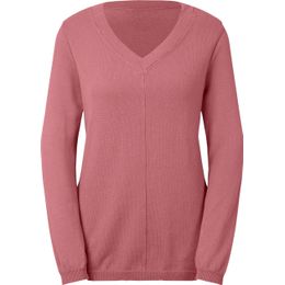 WITT Damen V-Ausschnitt-Pullover mit Biesen vorne, erika, Gr&ouml;&szlig;e 44