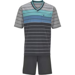 Hajo Herren Shorty, anthrazit-hellgrau-geringelt, Gr&ouml;&szlig;e 48/50