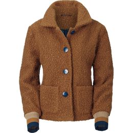 WITT Damen Boucl&eacute;jacke mit gestreiften &Auml;rmel-B&uuml;ndchen, cognac, Gr&ouml;&szlig;e 38