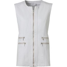 WITT Damen Jeansweste mit Rundhals-Ausschnitt, hellgrau, Gr&ouml;&szlig;e 42