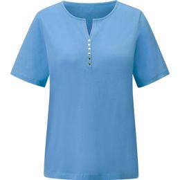 Heine Damen Kurzarmshirt, Blau, Gr. 44, T-Shirts, 100% Baumwolle