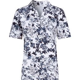 WITT Damen Poloshirt im Bl&uuml;ten-Dessin, wei&szlig;-marine-bedruckt, Gr&ouml;&szlig;e 48