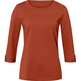 WITT Damen 3/4-Arm-Shirt aus reiner Baumwolle, rostrot, Gr&ouml;&szlig;e 54