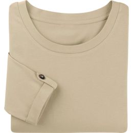 WITT Damen 3/4-Arm-Shirt aus reiner Baumwolle, beige, Gr&ouml;&szlig;e 54
