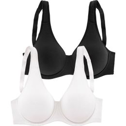 petite fleur by Lascana Damen T-Shirt-BH, wei&szlig;+schwarz, Gr&ouml;&szlig;e 85D