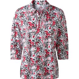 WITT Damen Poloshirt mit Glitzer-Details, rot-ecru-bedruckt, Gr&ouml;&szlig;e 52