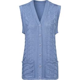 WITT Damen Strickweste mit Wellenabschl&uuml;ssen, bleu, Gr&ouml;&szlig;e 42