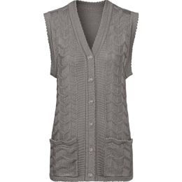 WITT Damen Strickweste mit Wellenabschl&uuml;ssen, steingrau, Gr&ouml;&szlig;e 46