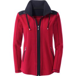 WITT Damen Fleecejacke mit Kontraststreifen, rot-schwarz, Gr&ouml;&szlig;e 50