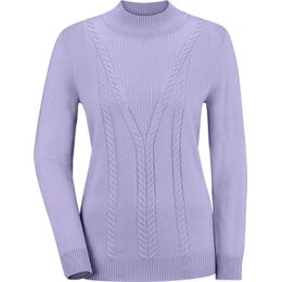 Damen Stehkragenpullover mit Zopfmuster flieder, Gr&ouml;&szlig;e 46