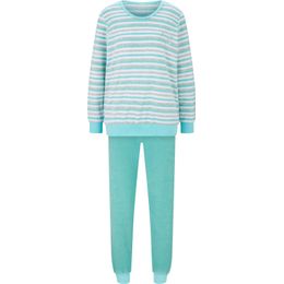 w&auml;schepur w&auml;schepur Damen Schlafanzug aus Feinfrottee, mint-geringelt, Gr&ouml;&szlig;e 48/50