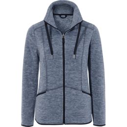 WITT Damen Fleecejacke mit Stehkragen, weiteregulierbar, jeansblau-meliert, Gr&ouml;&szlig;e 50