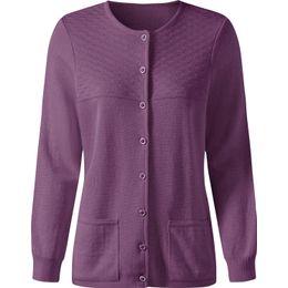 WITT Damen Feinstrickjacke mit Strukturmuster, violett, Gr&ouml;&szlig;e 40