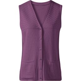 WITT Damen Strickweste mit Wabenmuster, violett, Gr&ouml;&szlig;e 46