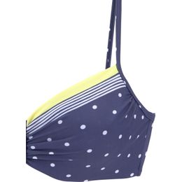 Lascana Damen B&uuml;gel-Bikini-Top, blau-gelb-bedruckt, Gr&ouml;&szlig;e 44E