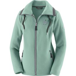 WITT Damen Fleecejacke mit schr&auml;gen Rei&szlig;verschluss-Taschen, jadegr&uuml;n, Gr&ouml;&szlig;e 38