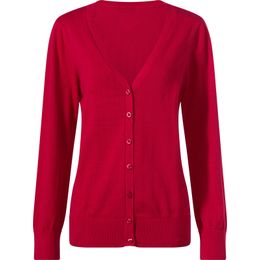 Heine Damen Strickjacke, Rot, Gr. 50, Basic Strickjacken, 100% Baumwolle