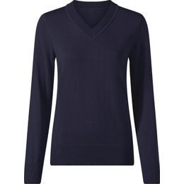 WITT Damen V-Ausschnitt-Pullover aus Feinstrick, marine, Gr&ouml;&szlig;e 38