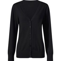 Heine Damen Strickjacke, Schwarz, Gr. 42, Basic Strickjacken, 100% Baumwolle