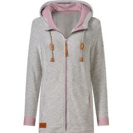 WITT Damen Sweatjacke mit Kapuze, steingrau-mauve, Gr&ouml;&szlig;e 38