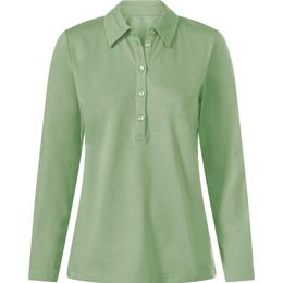 Heine Damen Poloshirt, Gr&uuml;n, Gr. 42, Langarm-Shirts, Material: Baumwolle