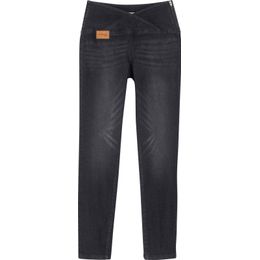 WITT Damen Stretch-Jeans mit &uuml;berlappendem Bund, black denim, Gr&ouml;&szlig;e 38
