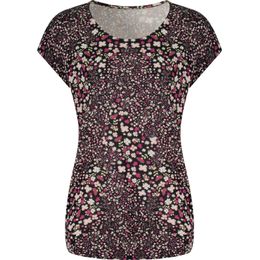 WITT Damen Shirt im Millefleurs-Dessin, schwarz-hortensie-bedruckt, Gr&ouml;&szlig;e 38