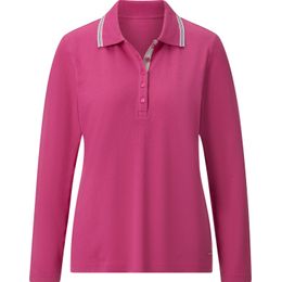 WITT Damen Langarm-Poloshirt in Pikee-Qualit&auml;t, fuchsia, Gr&ouml;&szlig;e 40